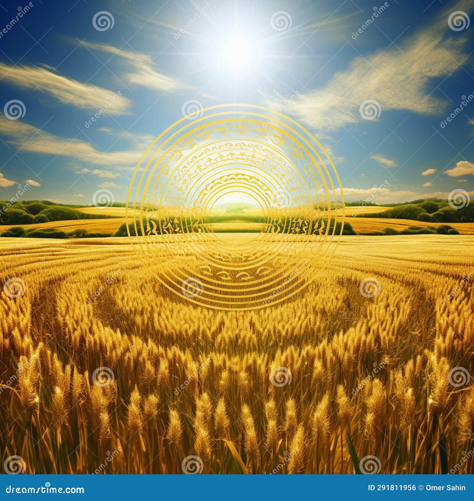 Mesmerizing Crop Circle in a Serene Countryside Setting Stock Photo ...