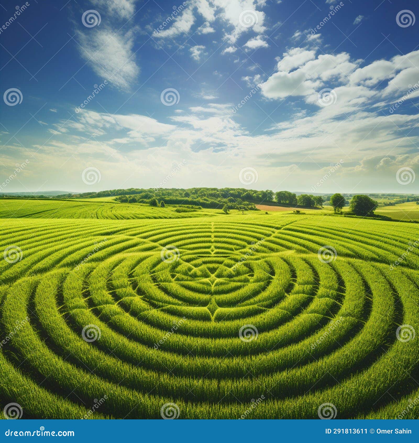 Mesmerizing Crop Circle in a Serene Countryside Setting Stock Image ...