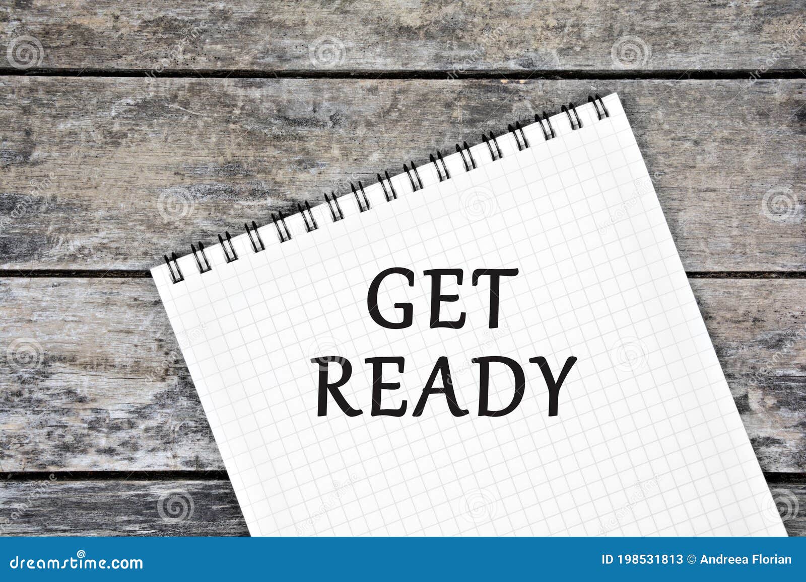 Get Ready Words on Notebook Page Stock Image - Image of advertise ...