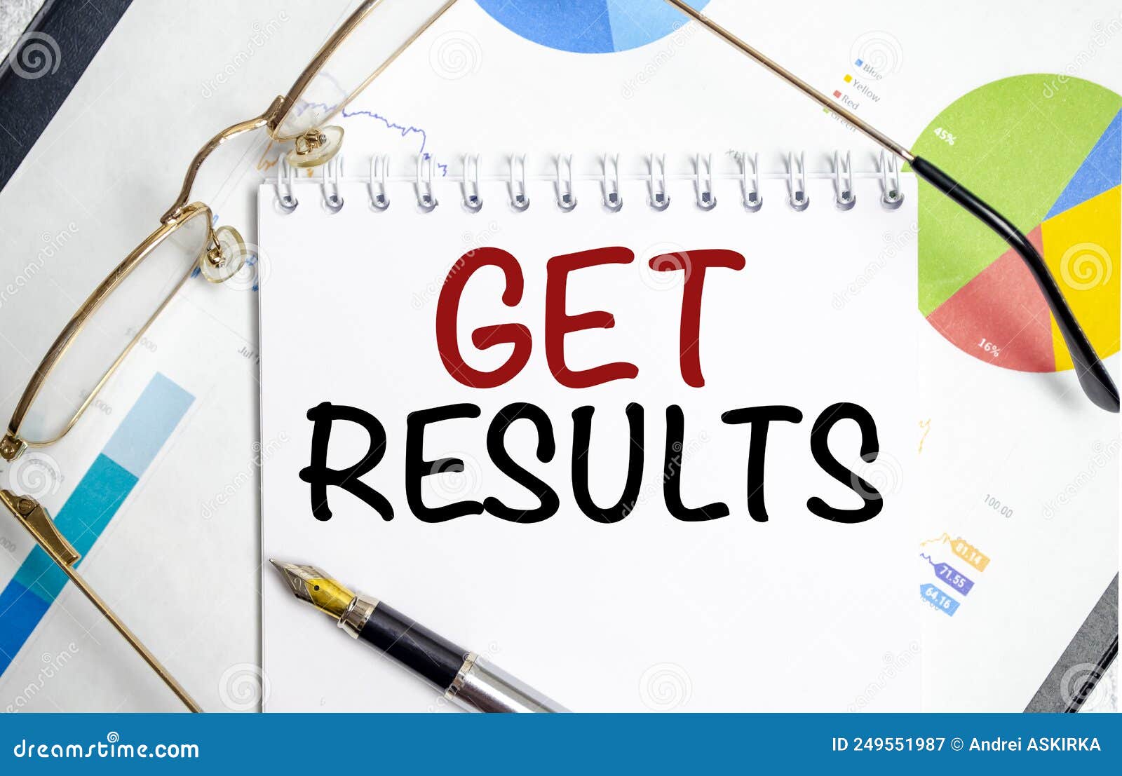 Get Results Text on White Paper. the Inscription on the Notebook Stock ...