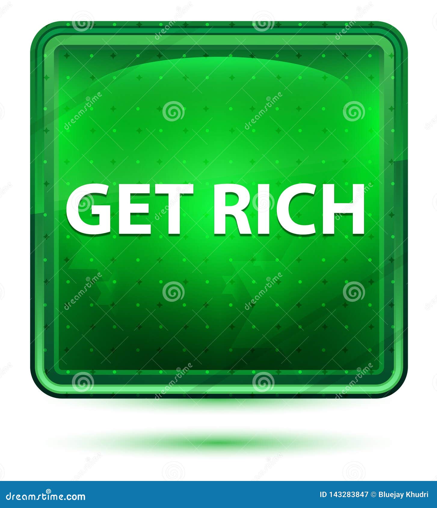 Get Rich Neon Light Green Square Button Stock Illustration ...