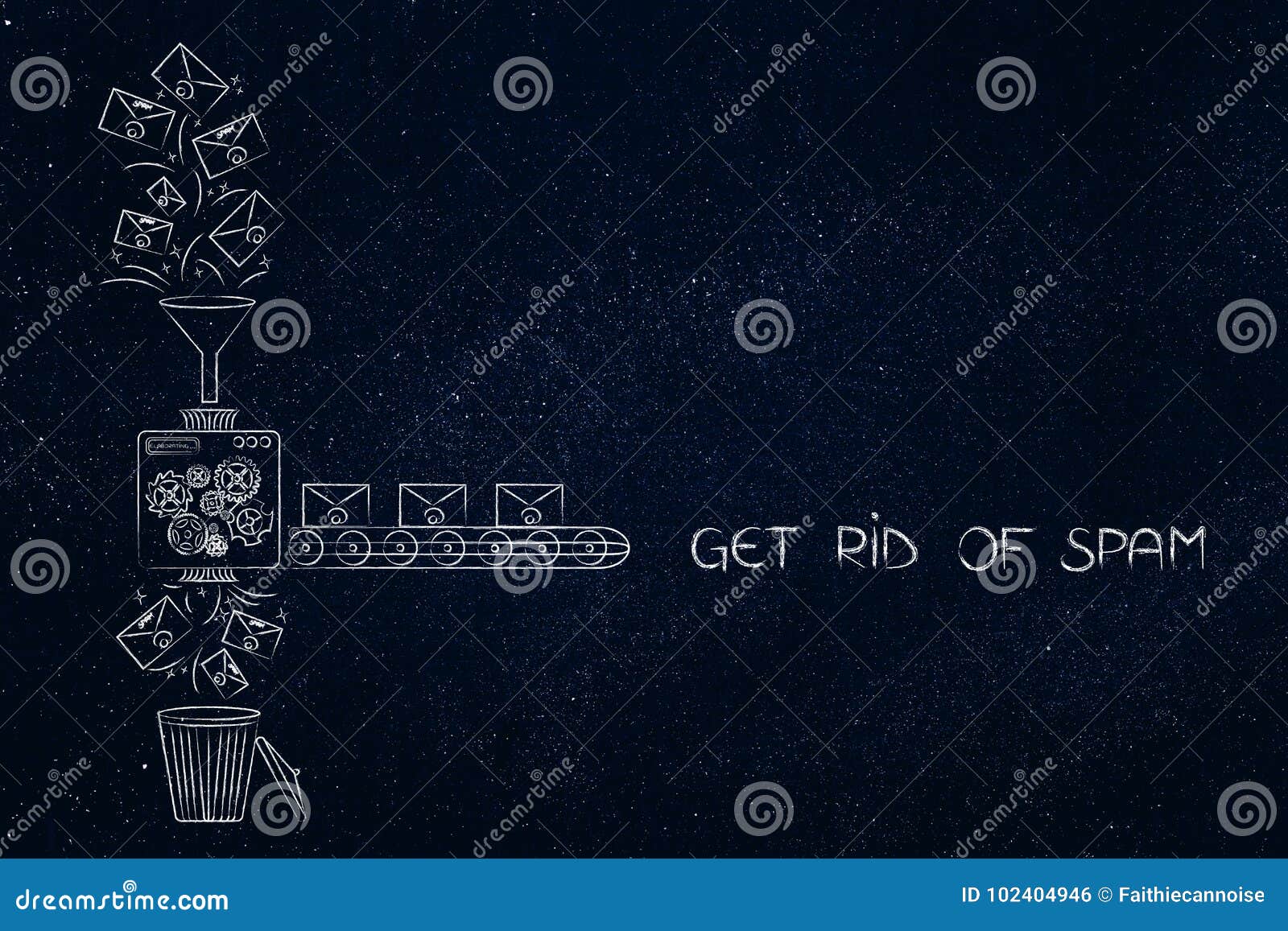 Machine Processing Emails and Dropping Spam into the Garbage Bin Stock ...