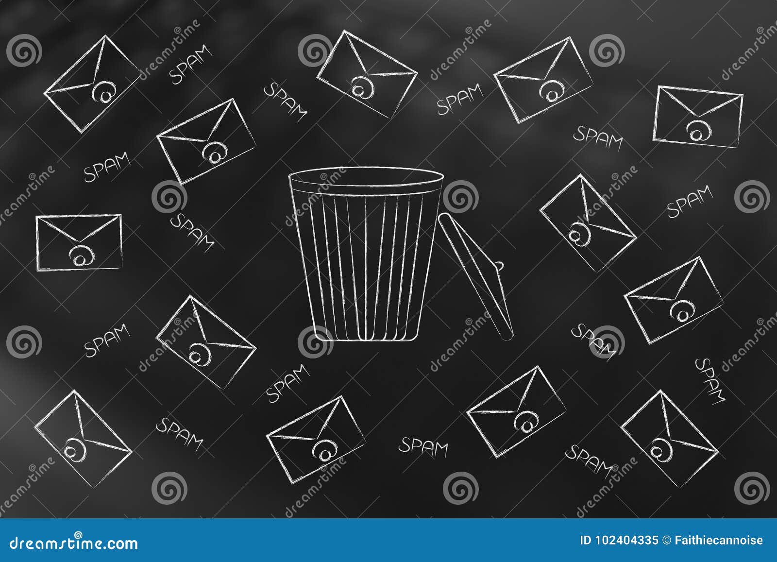 Trash Can Surrounded by Email Envelopes and Spam Captions Stock ... Trash Can Surrounded by Email Envelopes and Spam Captions Stock ...