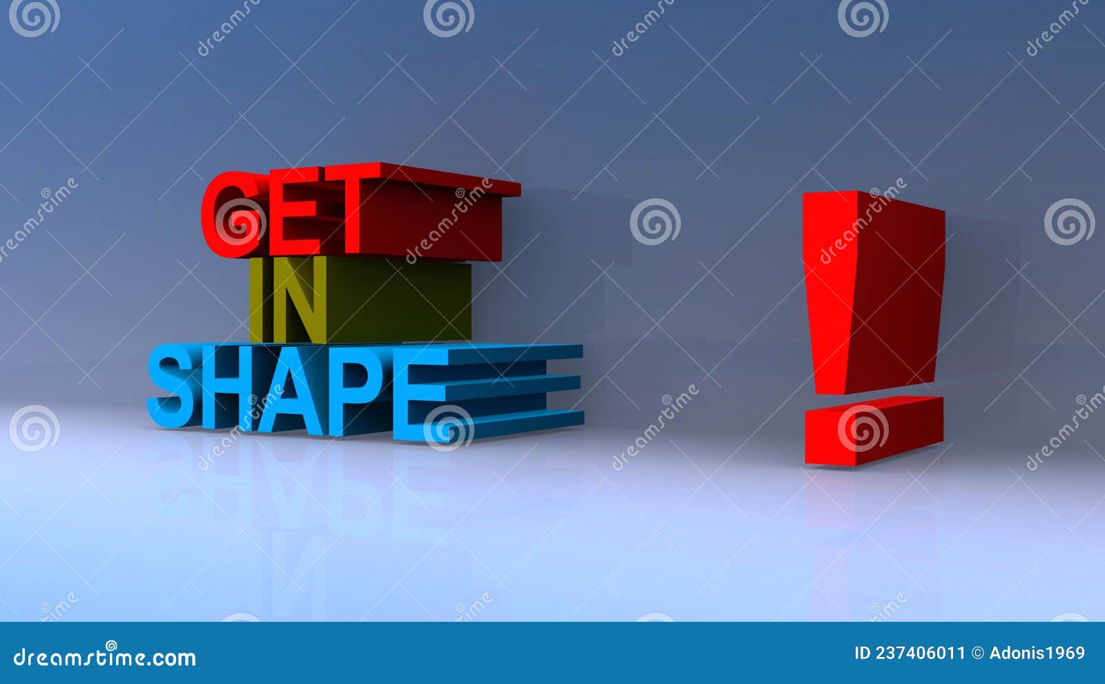 Get in shape on blue stock illustration. Illustration of hand - 237406011