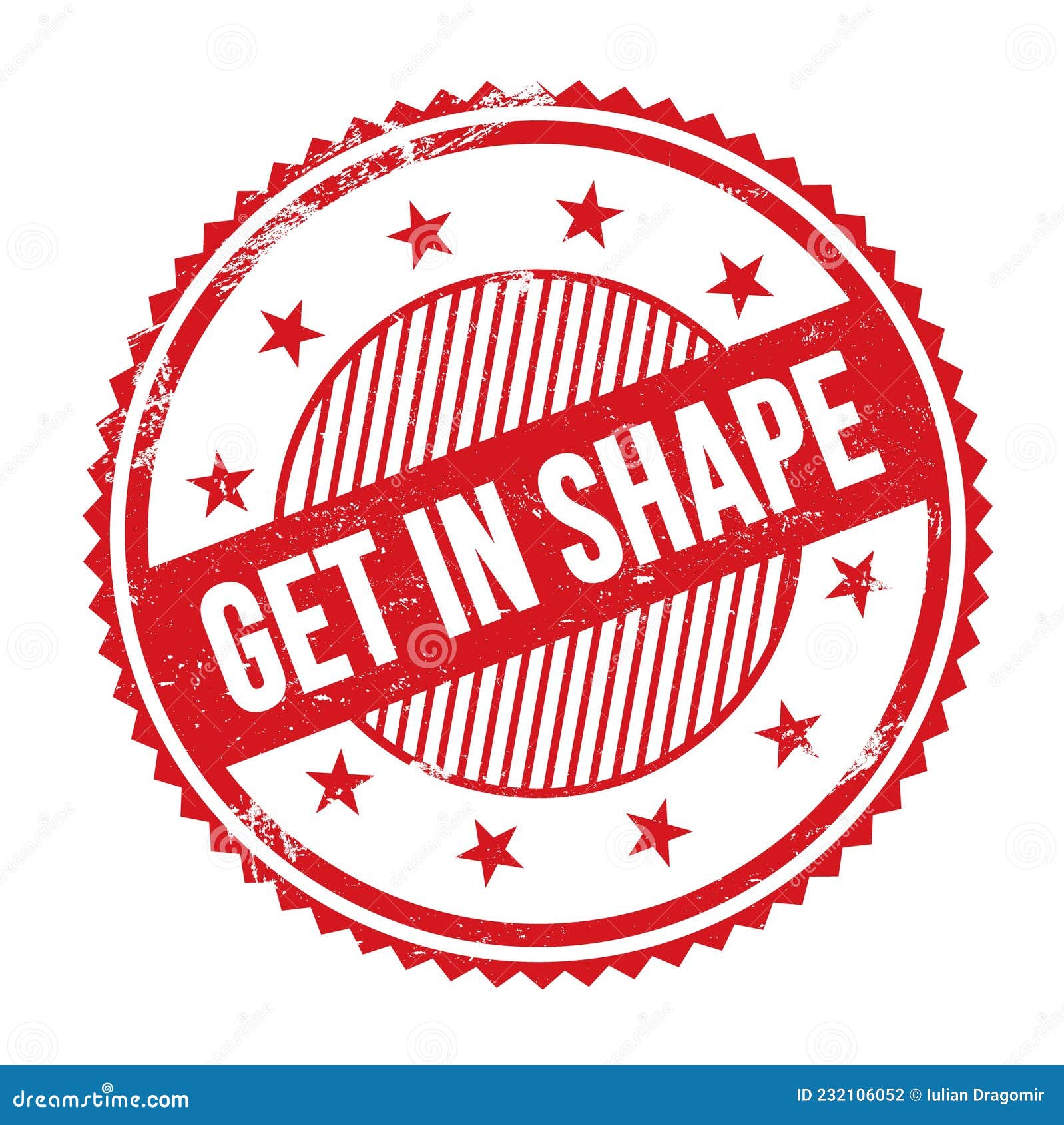 GET in SHAPE Text Written on Red Grungy Round Stamp Stock Illustration ...