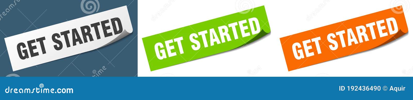 Get Started Banner. Get Started Speech Bubble Label Set. Stock Vector ...