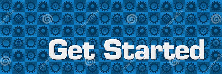 Get Started Blue Gears Square Texture Stock Illustration - Illustration ...