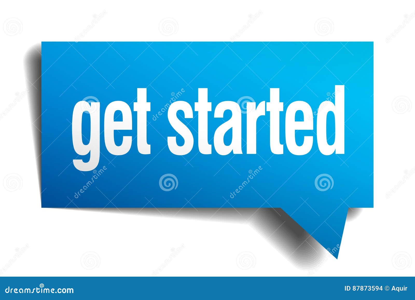 Get Started Blue Paper Speech Bubble Stock Vector - Illustration of ...