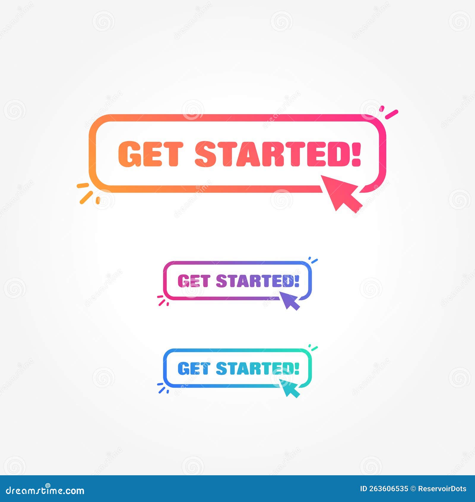 Get Started Button with Cursor Label Set Stock Illustration ...
