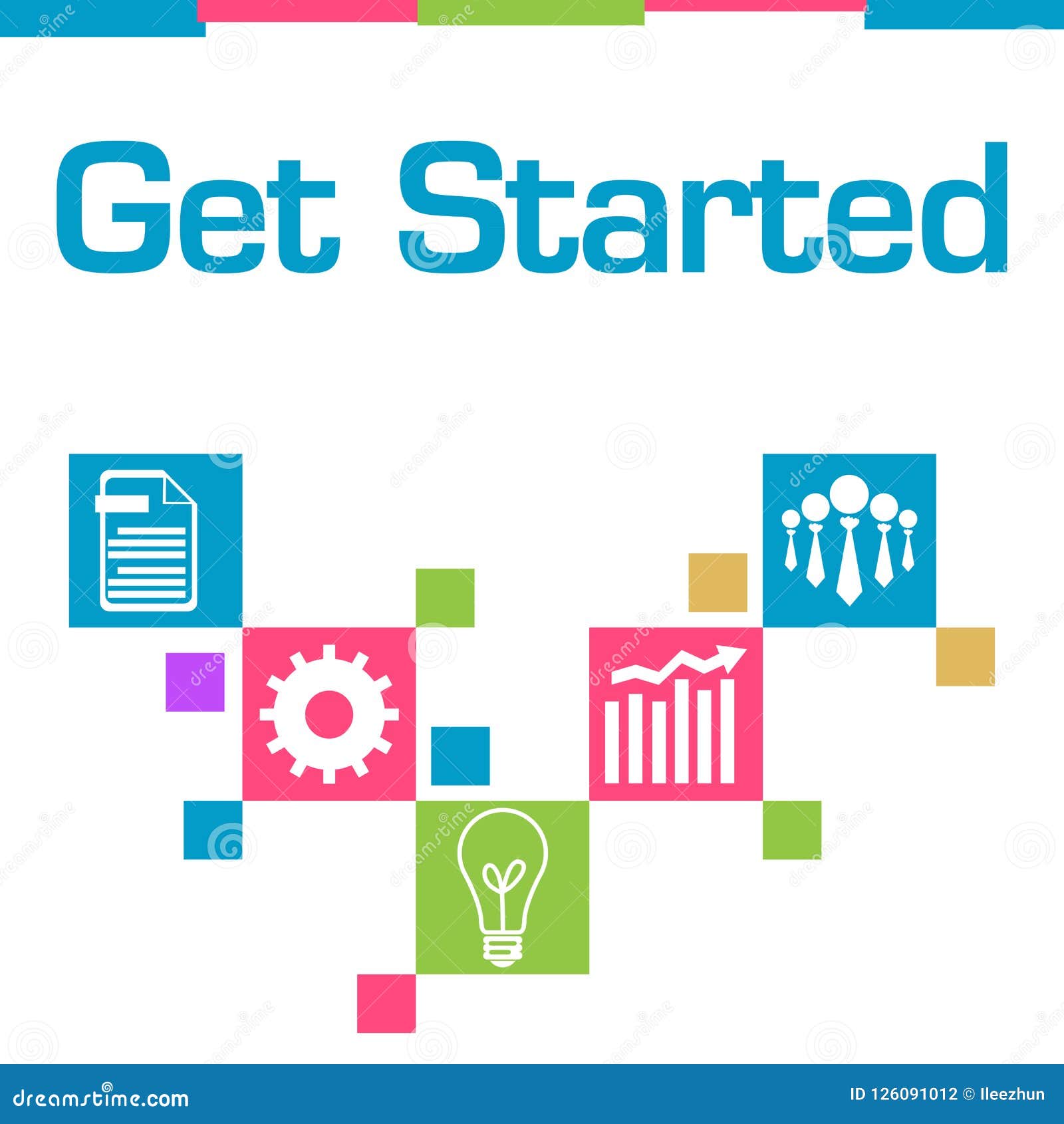 Get Started Colorful Squares Symbols Stock Illustration - Illustration ...