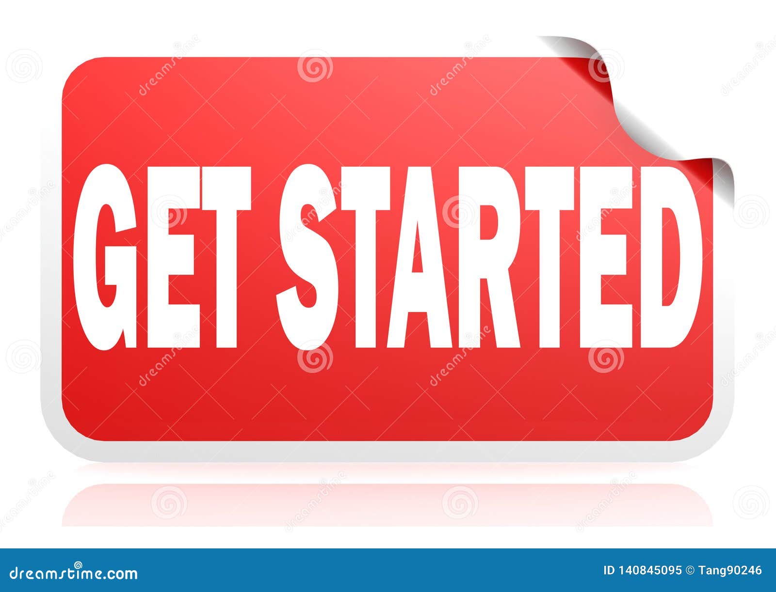 Get Started Red Square Banner Stock Illustration - Illustration of ...