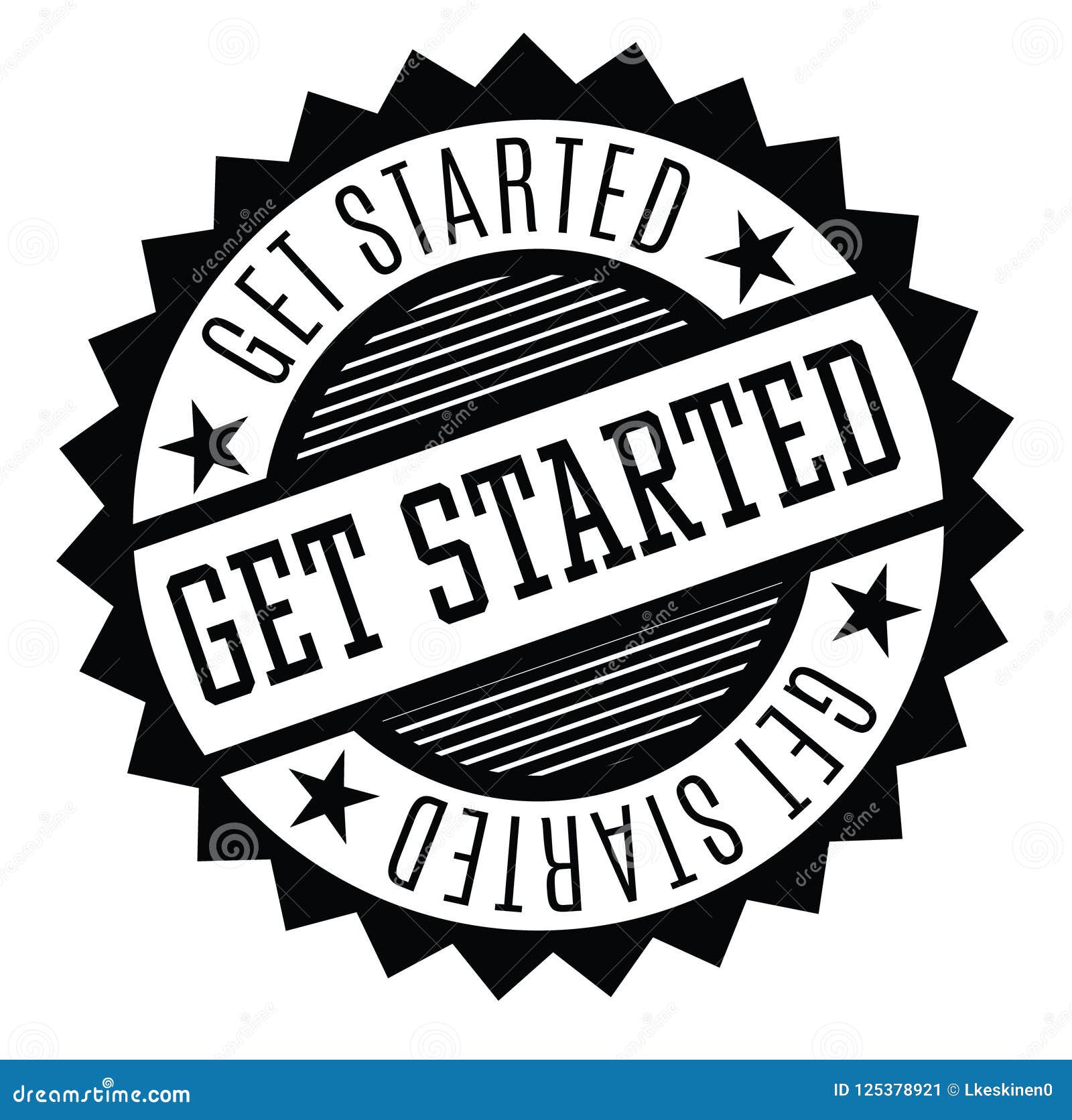 Get started rubber stamp stock vector. Illustration of open - 125378921