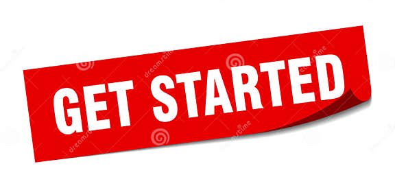 Get started sticker. stock vector. Illustration of design - 153901168