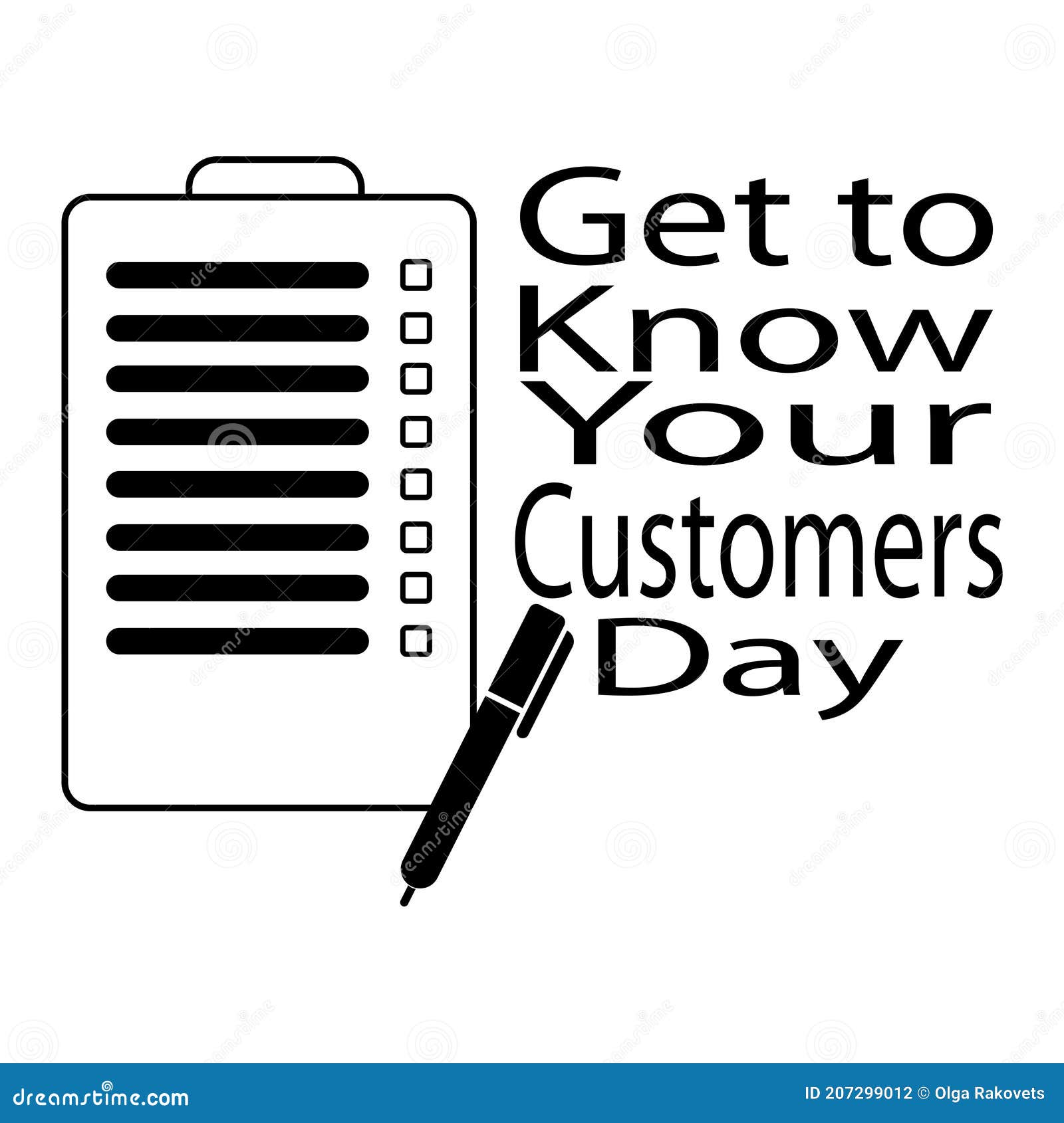 Get To Know Your Customers Day, Questionnaire Silhouette, Pen and Text ... Get To Know Your Customers Day, Questionnaire Silhouette, Pen and Text ...