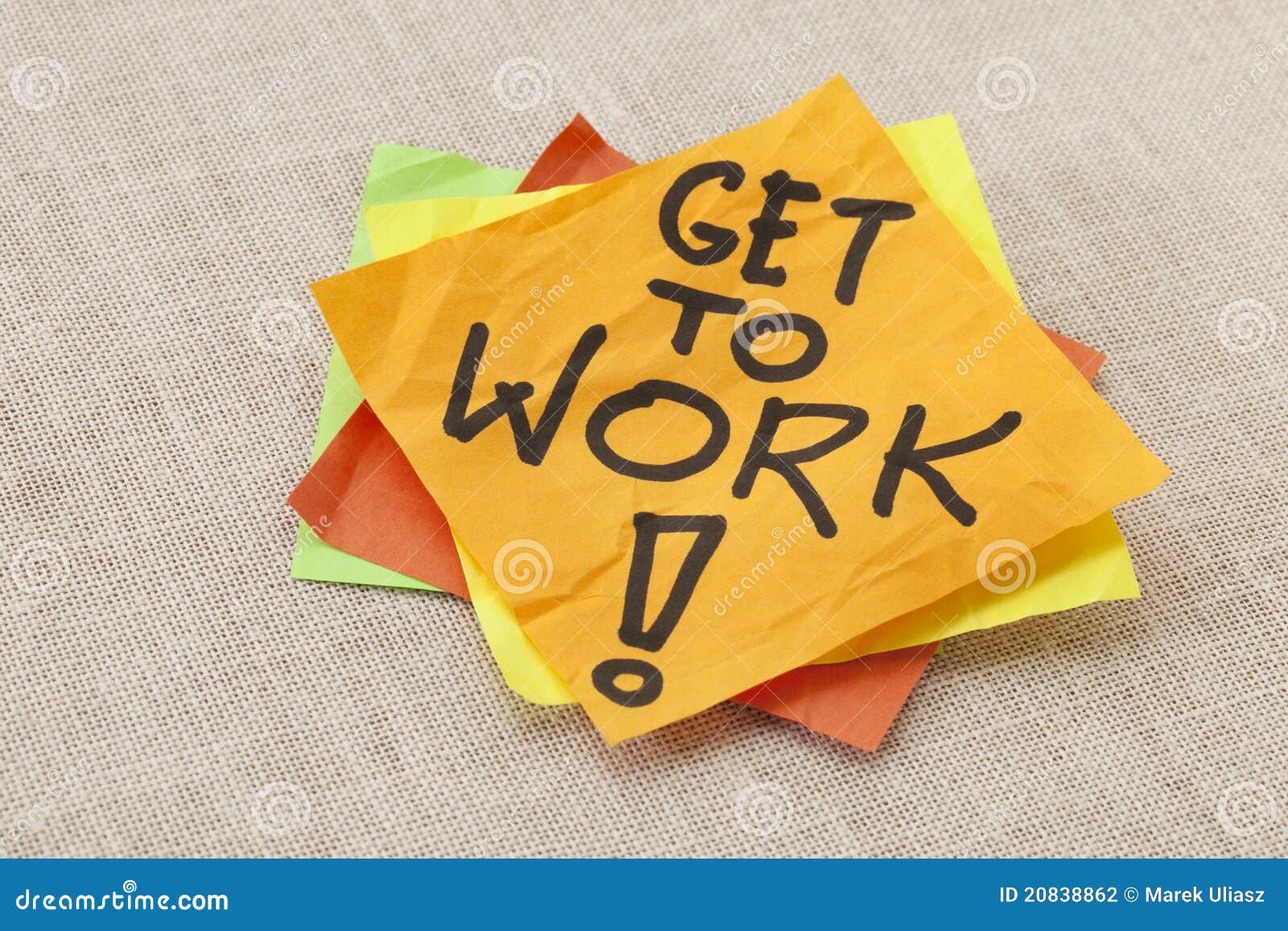 Get to work reminder stock photo. Image of paper, orange - 20838862