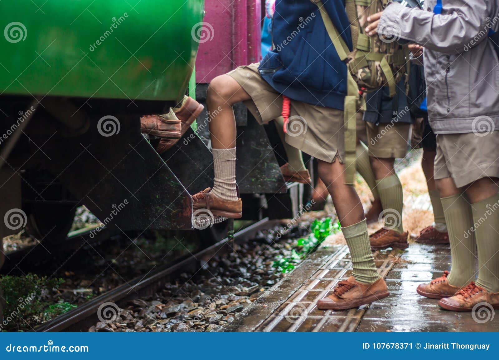 Get on the train. stock image. Image of happy, railroad - 107678371