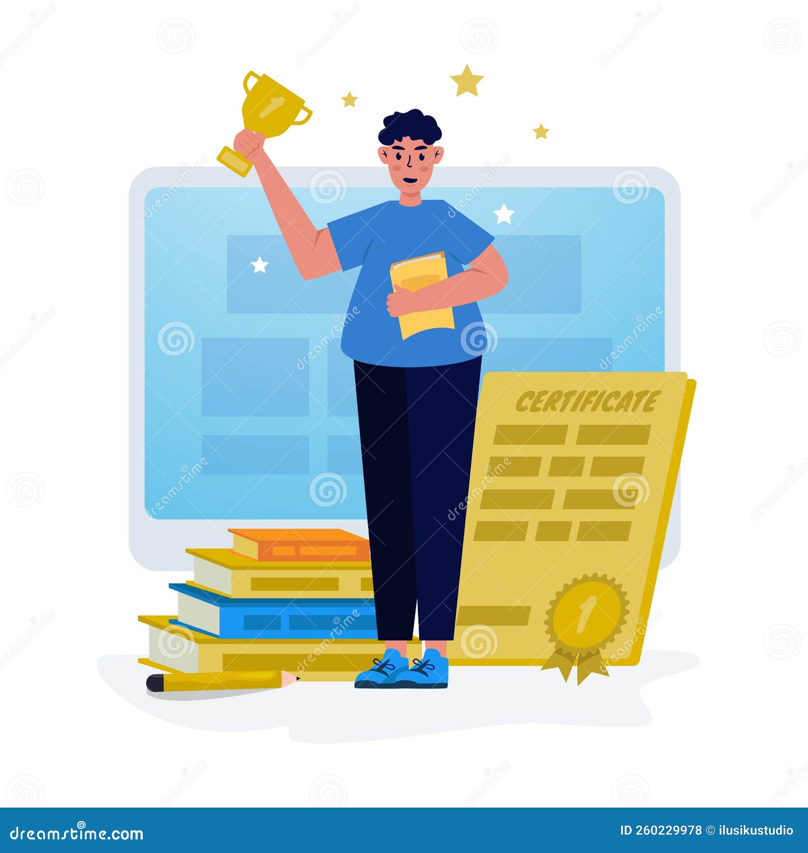 Get the Trophy Achievement Illustration Stock Vector - Illustration of ...