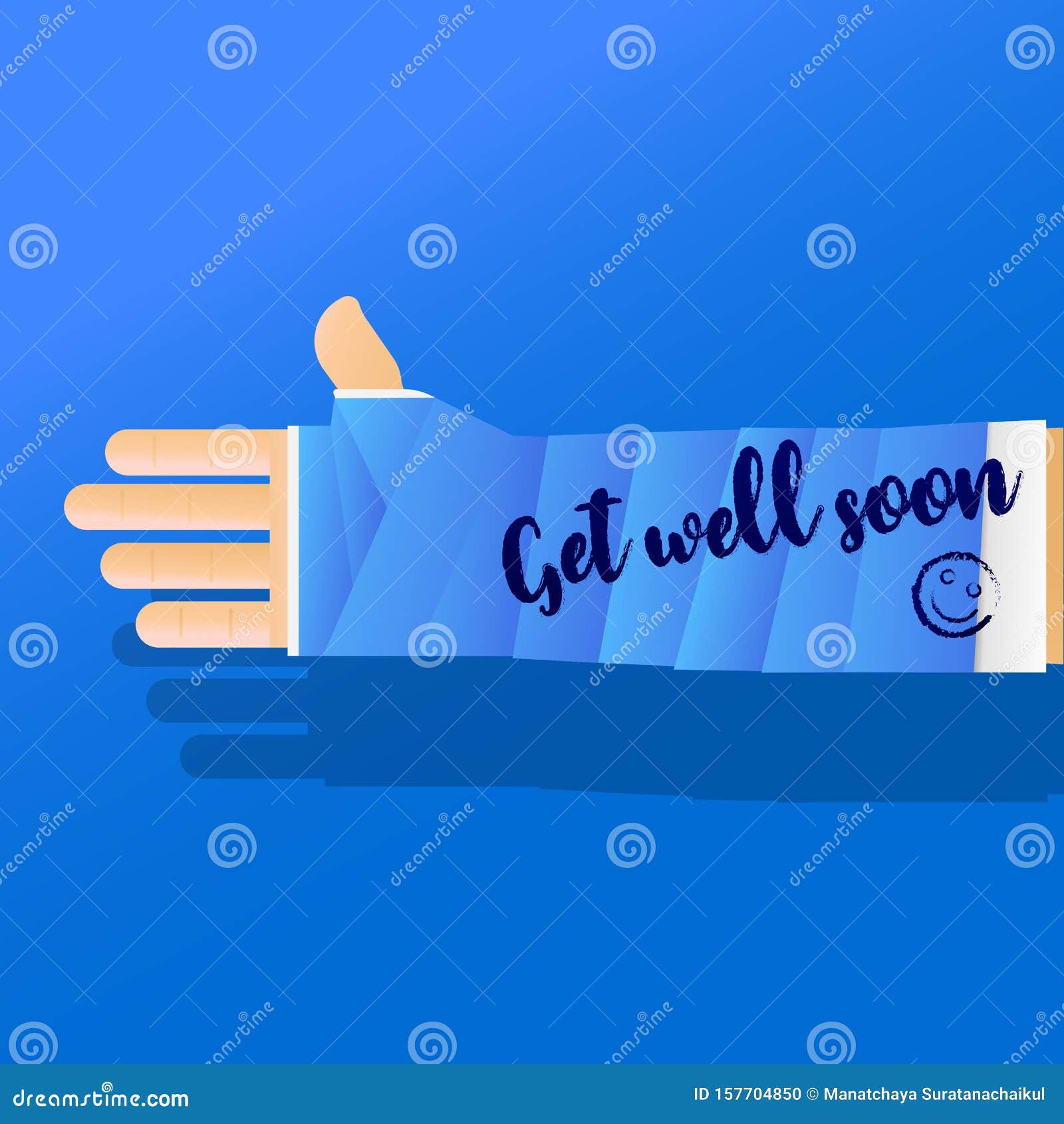 Get Well Soon Broken Arm Cast. Stock Illustration - Illustration of ...