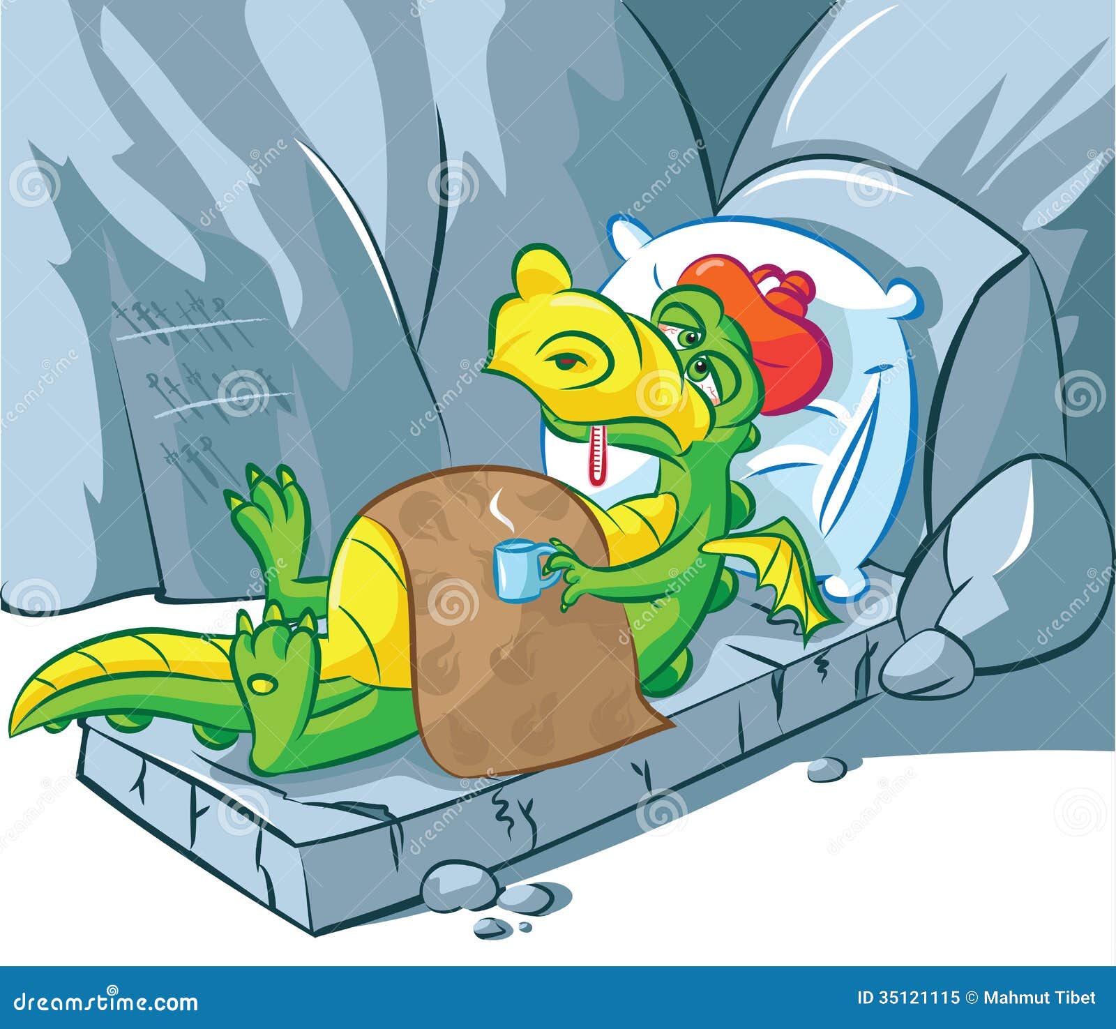 Get well soon dragon stock vector. Illustration of illness - 35121115