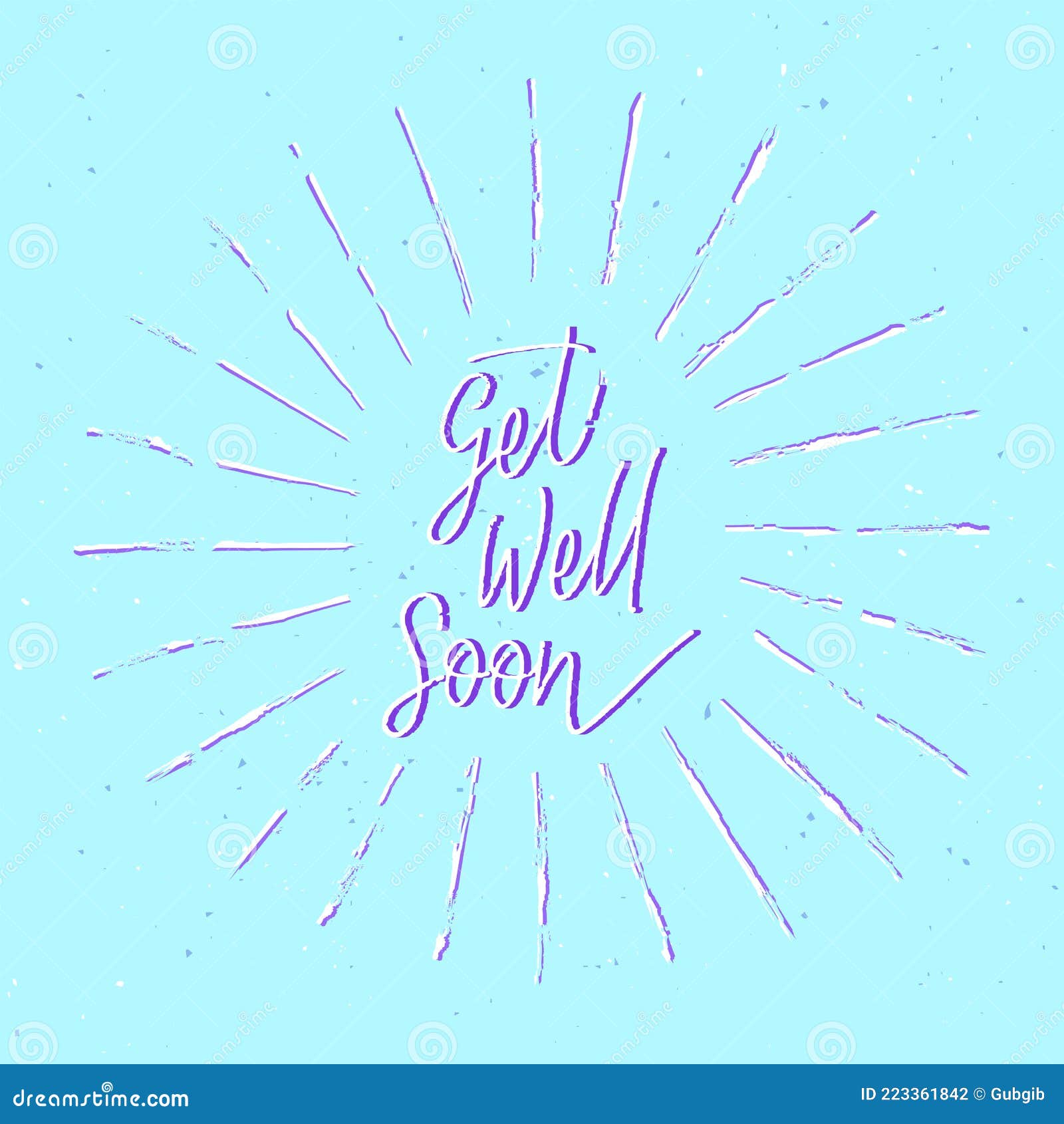 Get Well Soon Hand Lettering with Sunburst Lines Stock Vector ...