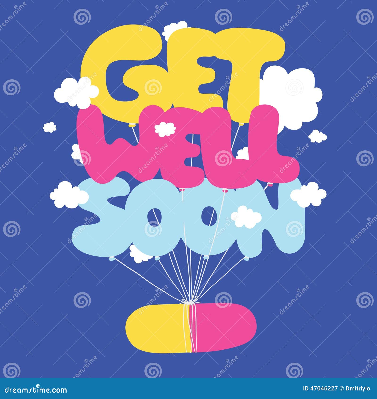 Get Well Soon Vector Postcard Stock Vector - Illustration of balloon ...