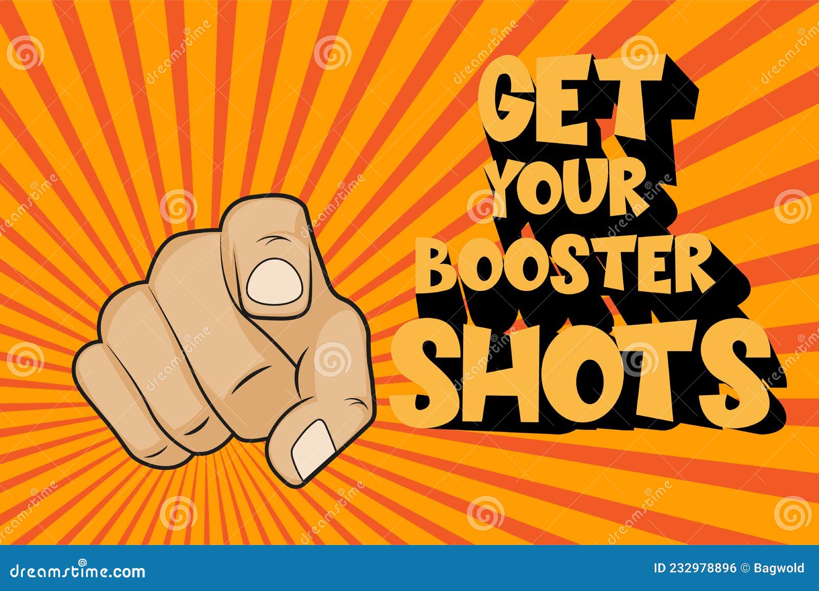 Get Your Booster Shots Vector / EPS Comic Illustration on a Sunburst ...