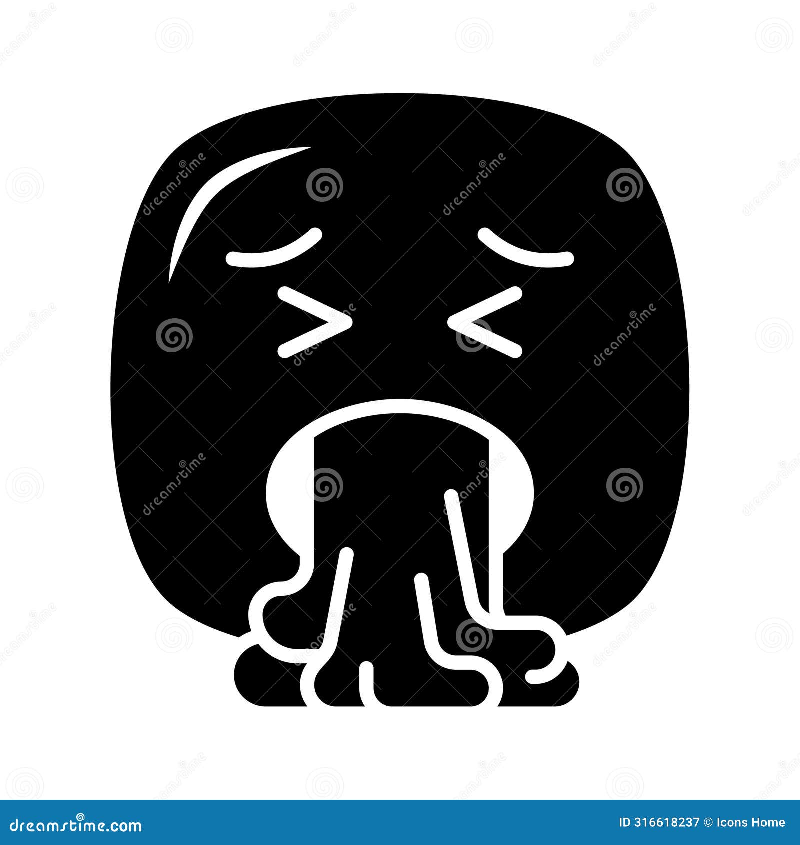 Vomiting Emoji Graffiti Stencil-art Style,black And White Stock ...
