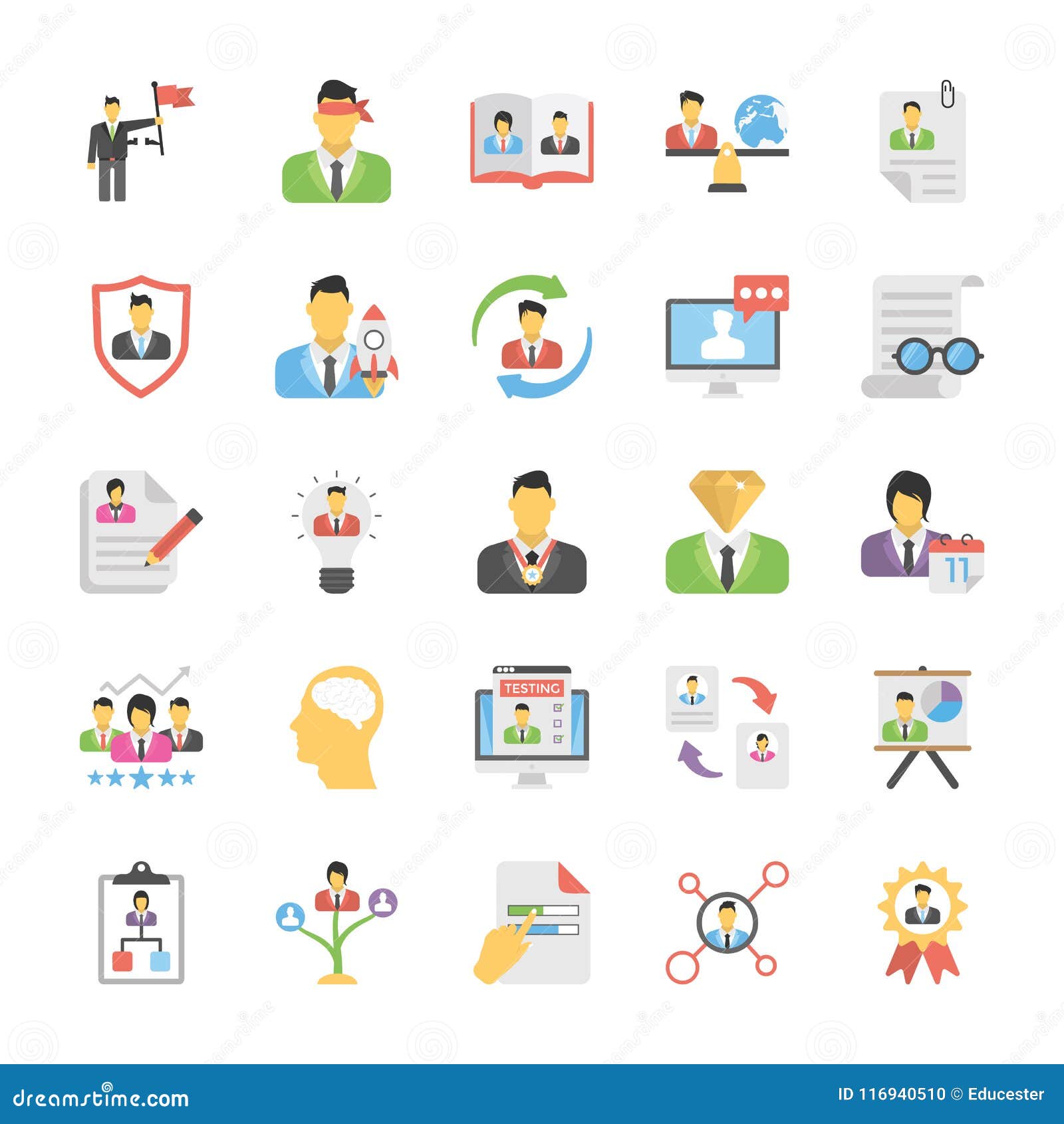 Human Resource Icon Set stock illustration. Illustration of career ...
