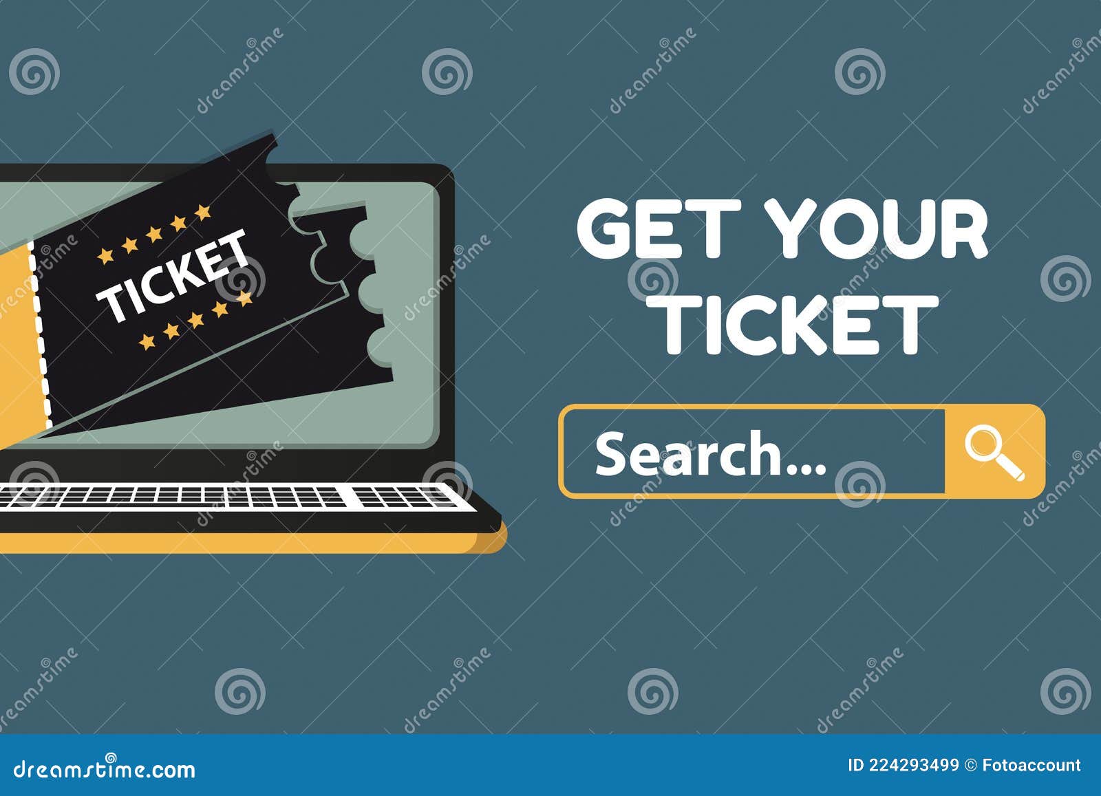 Get Your Ticket Concept - Vector Illustration Isolated on Blue ...