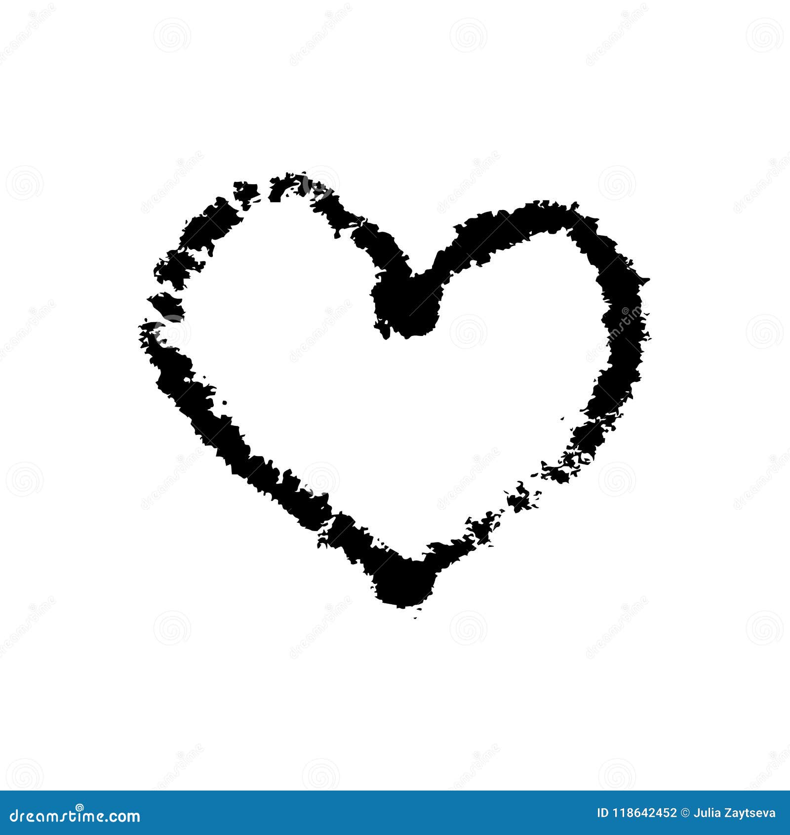 Getrokken Hand Van Het Hart De Zwart-wit Symbool Stock Illustratie ...