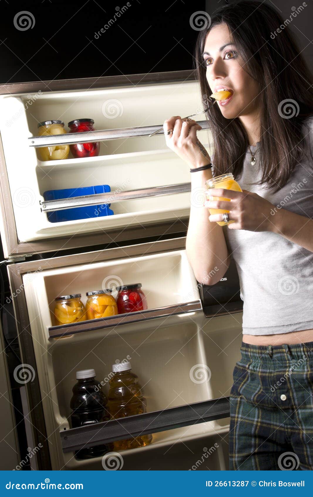 She Gets into the Fridge Late Night Snack Stock Image - Image of beauty ...