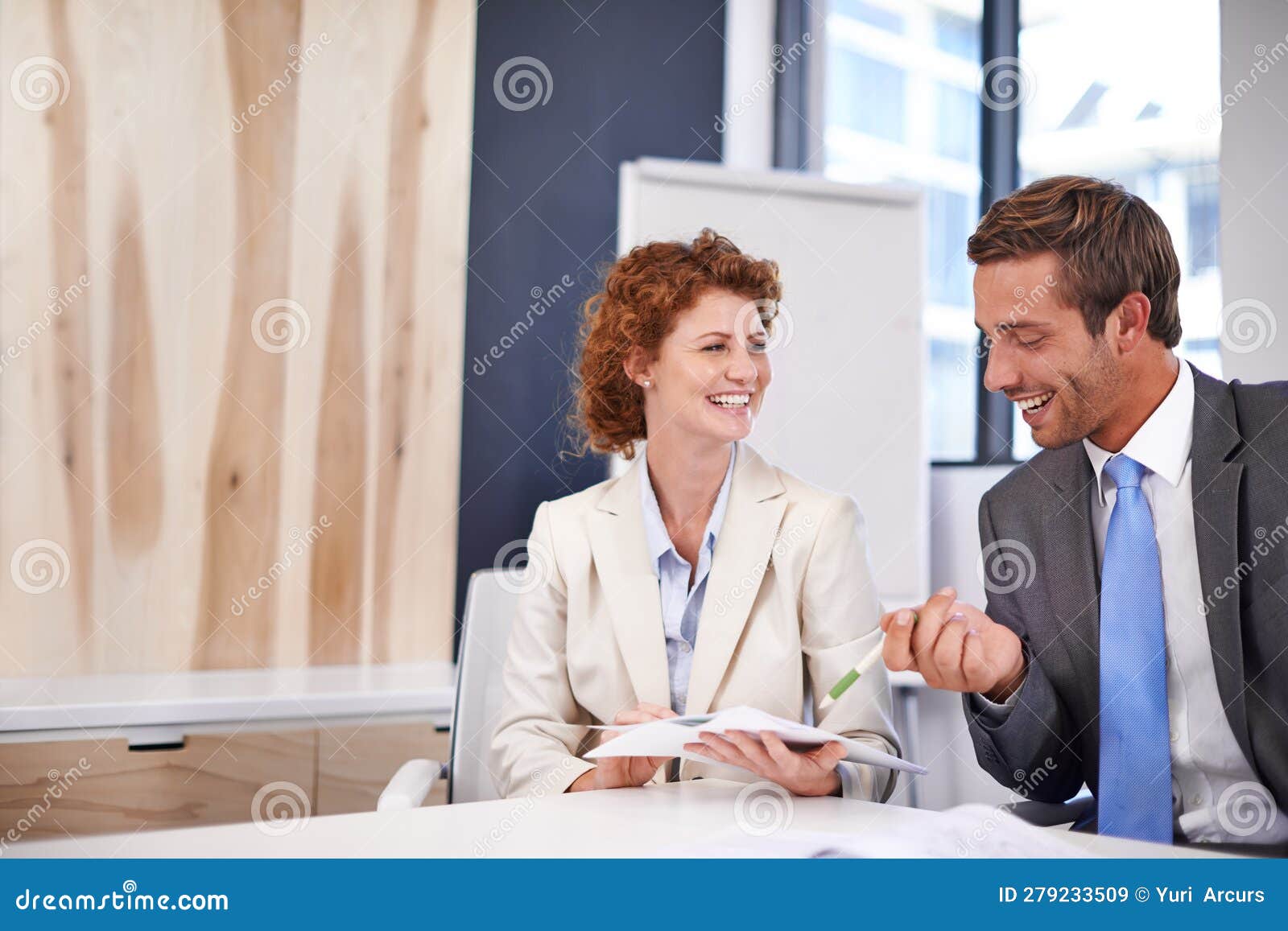 Getting Along in the Workplace. Two Business Colleagues Discussing Work ...