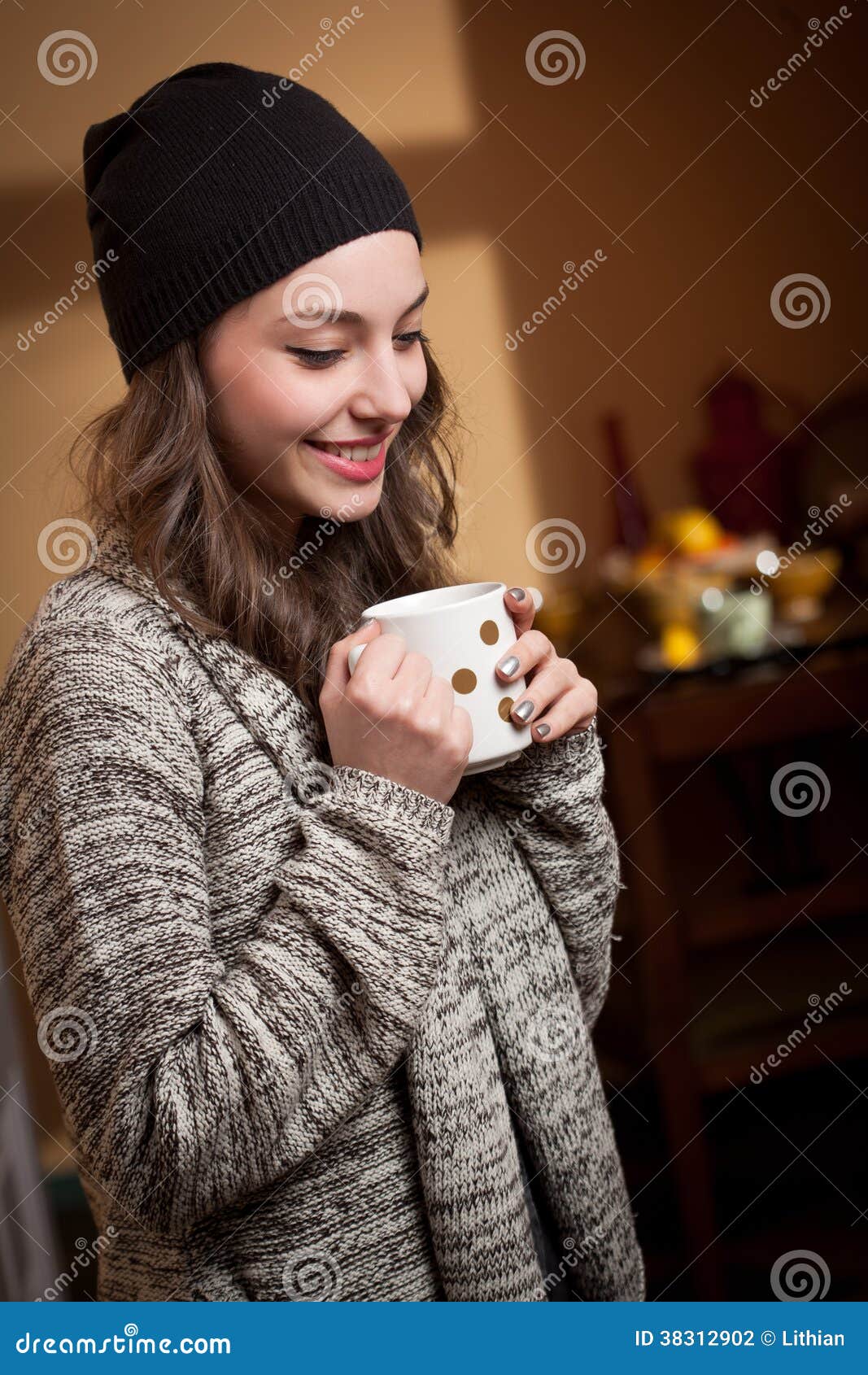 Getting cozy. stock photo. Image of portrait, holding - 38312902