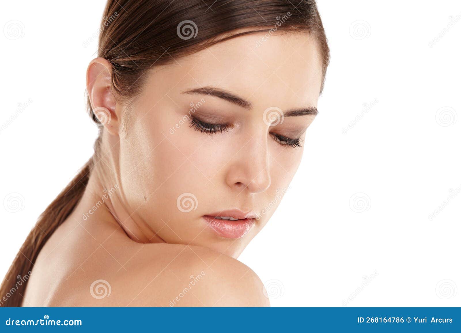 Getting a Different Angle on Beauty. a Beautiful Young Woman Isolated ...