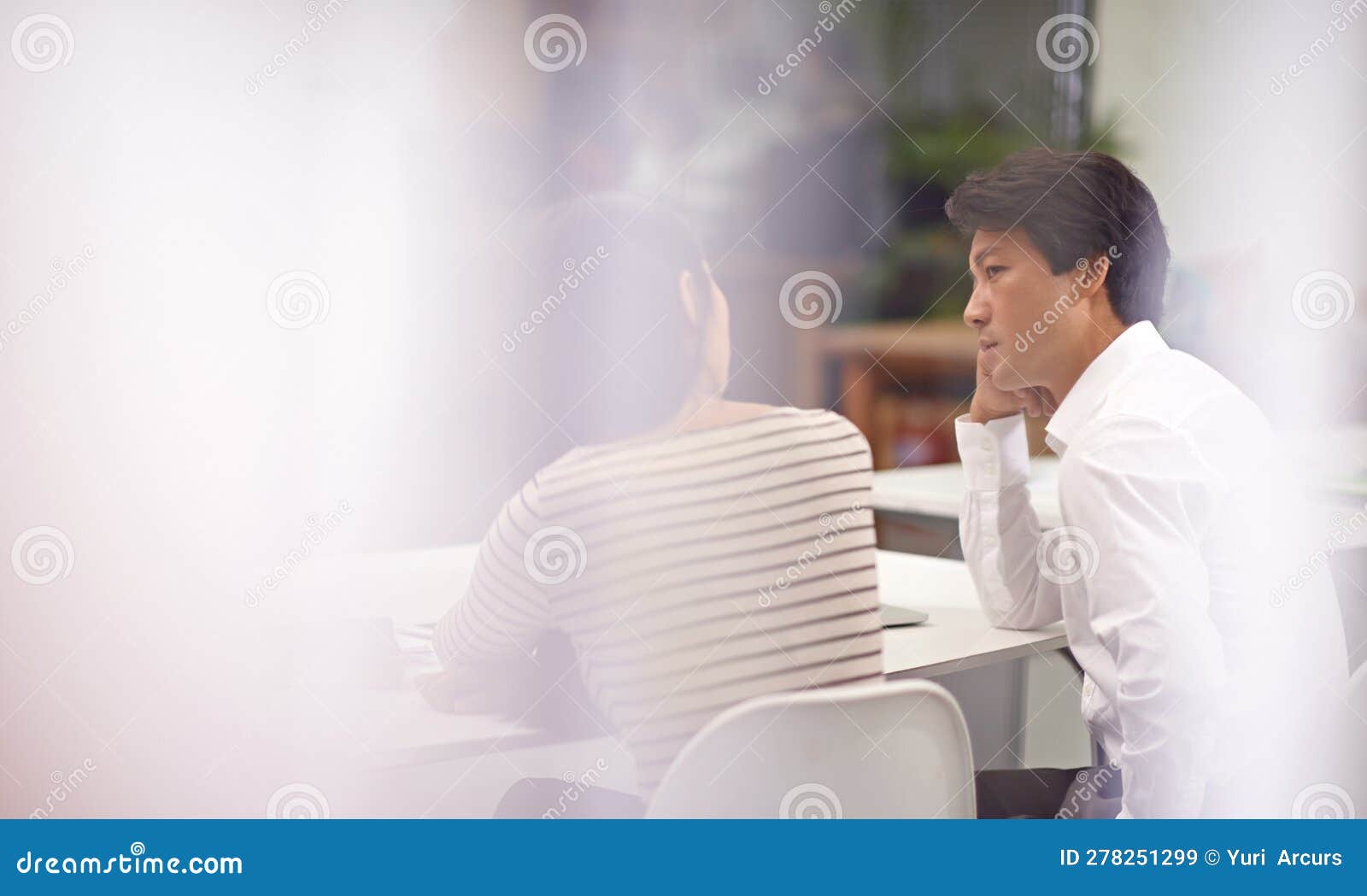 Getting Down To the Nitty-gritty. Rear View of Two Asian Busines ...