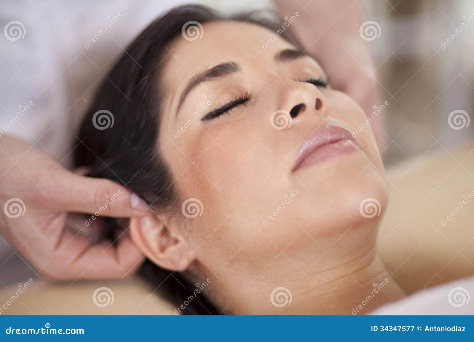 Getting an Ear Massage and Relaxing Stock Image - Image of beauty ...