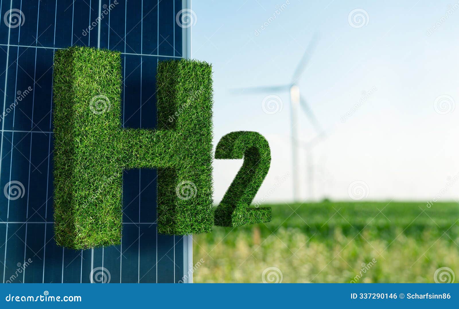Getting Green Hydrogen from Renewable Energy Sources. Concept Stock ...