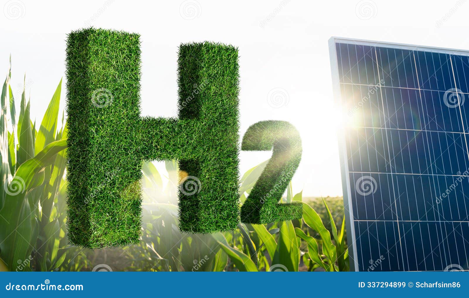 Getting Green Hydrogen from Renewable Energy Sources. Concept Stock ...