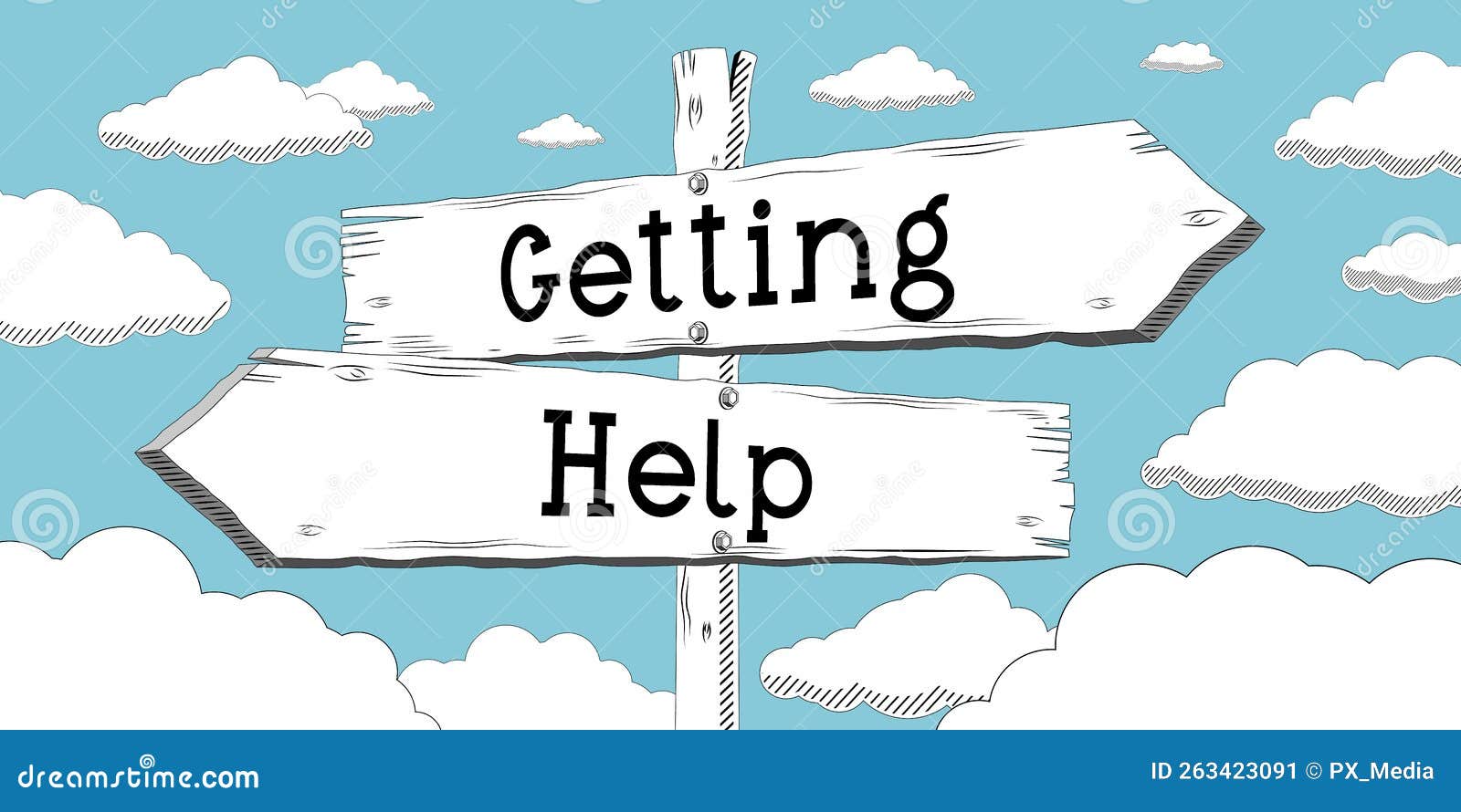 Getting Help - Outline Signpost with Two Arrows Stock Illustration ...