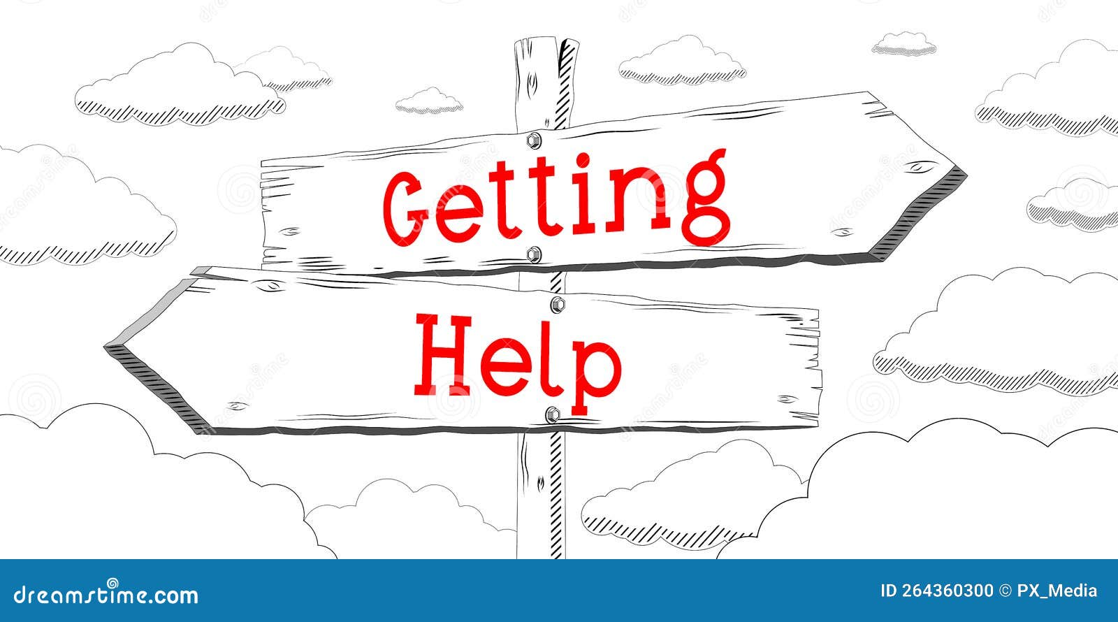 Getting Help - Outline Signpost with Two Arrows Stock Illustration ...