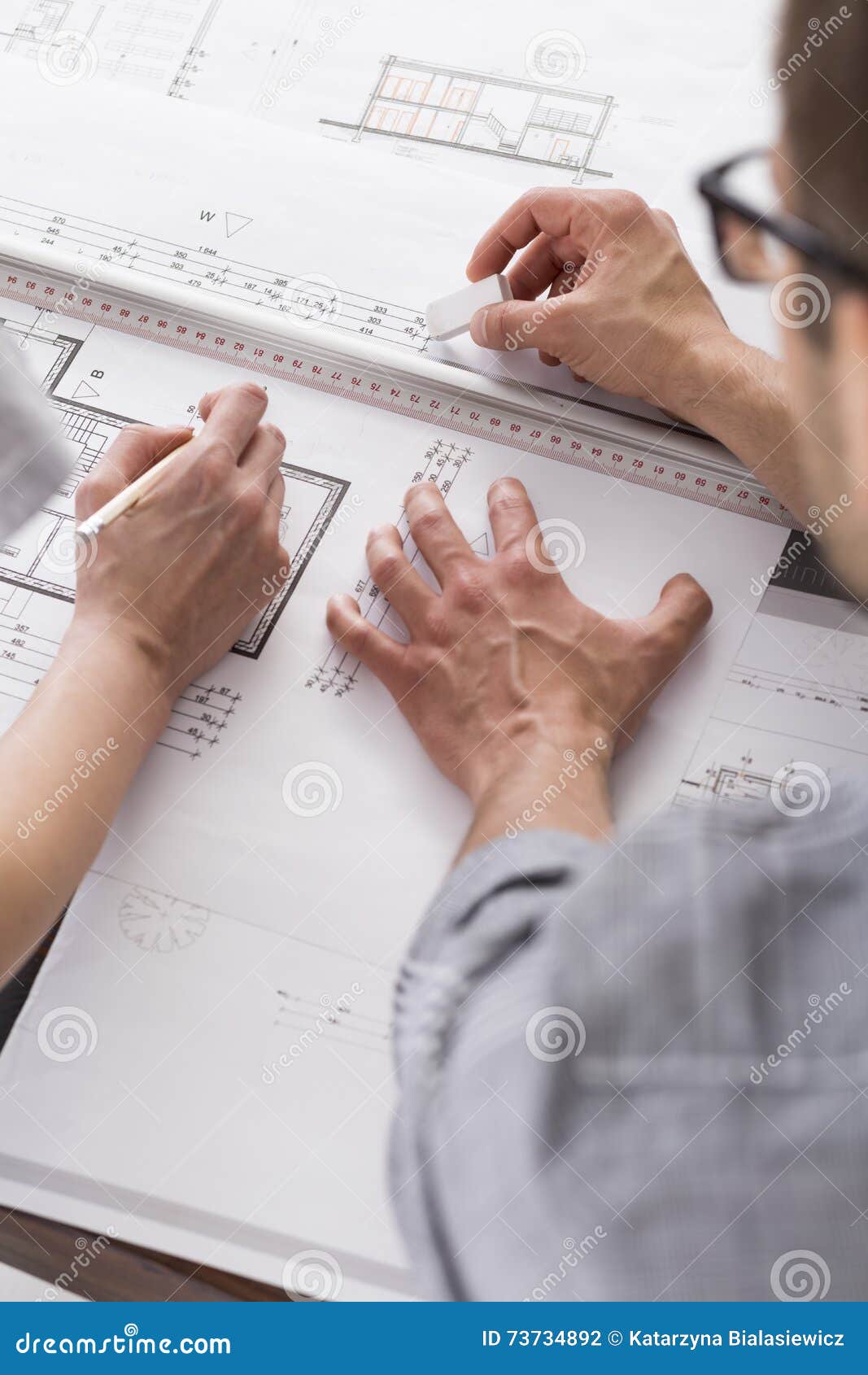 Getting idea down on paper stock photo. Image of studio - 73734892