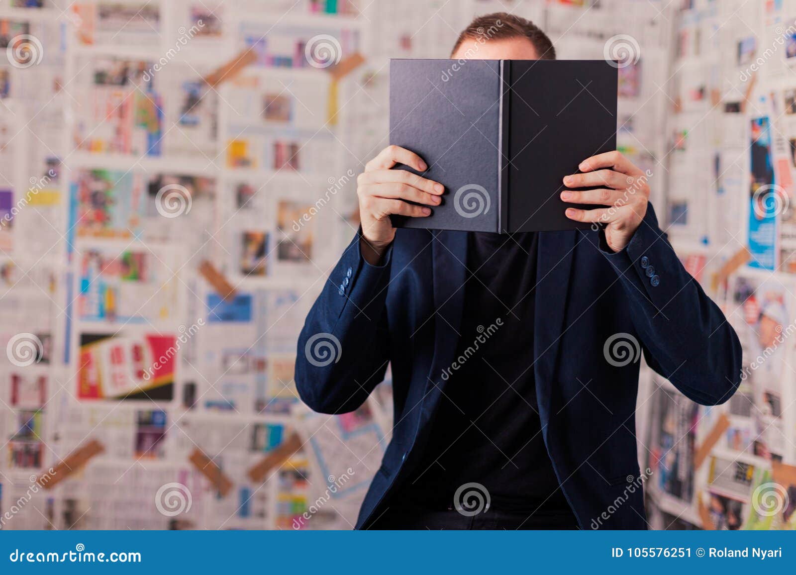 Getting Information. Reading Folder, Folder on the Chair. Stock Image ...