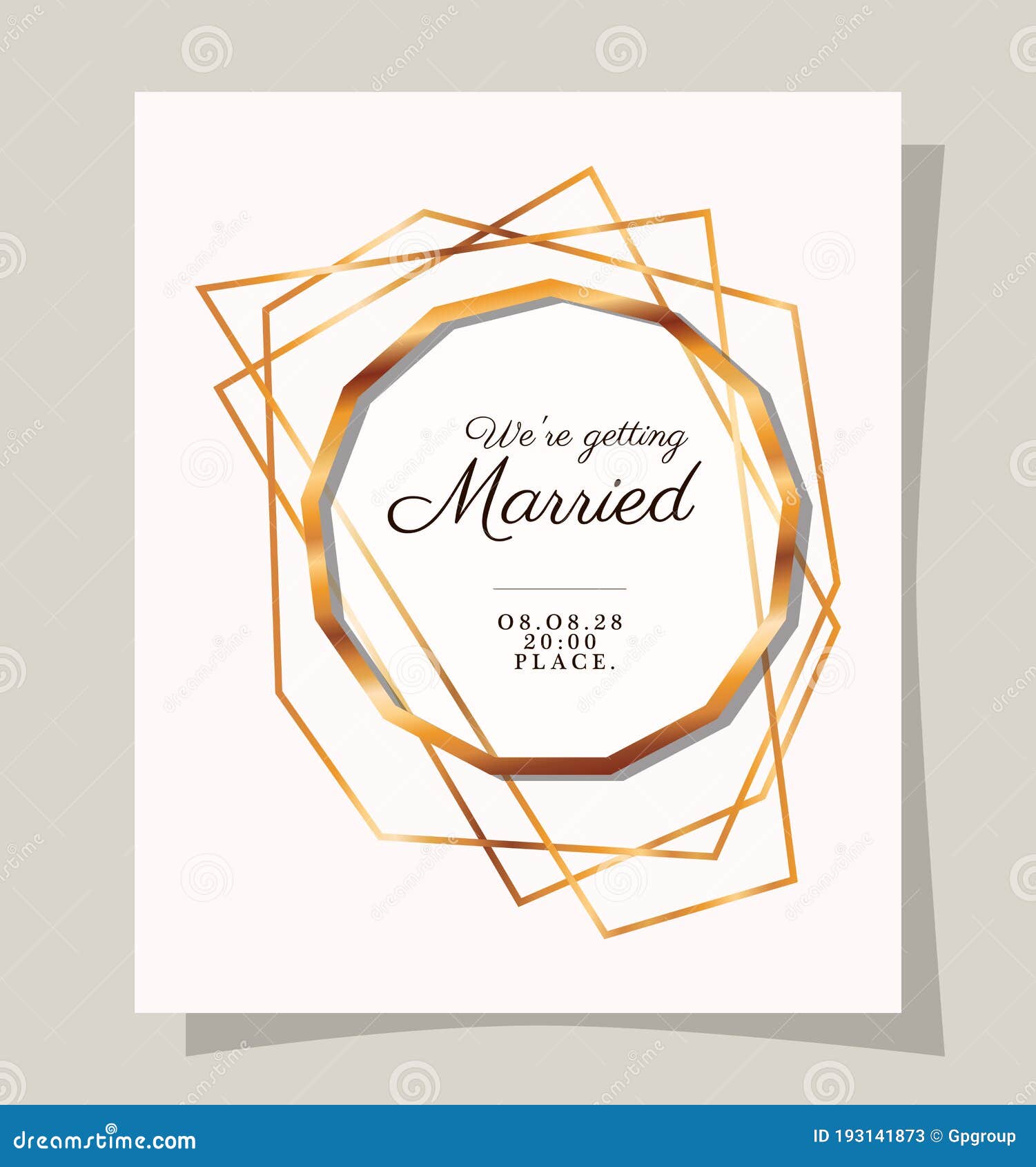 We are Getting Married Text in Gold Circle of Wedding Invitation Vector ...