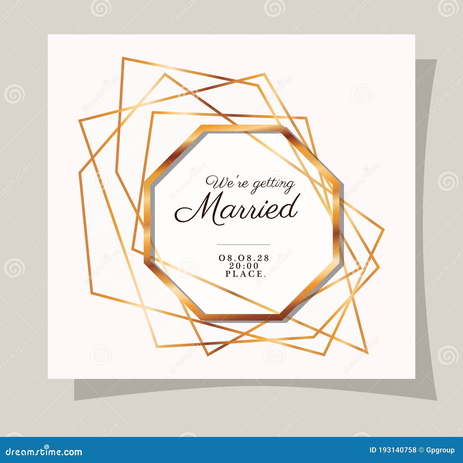 We are Getting Married Text in Gold Frame of Wedding Invitation Vector ...