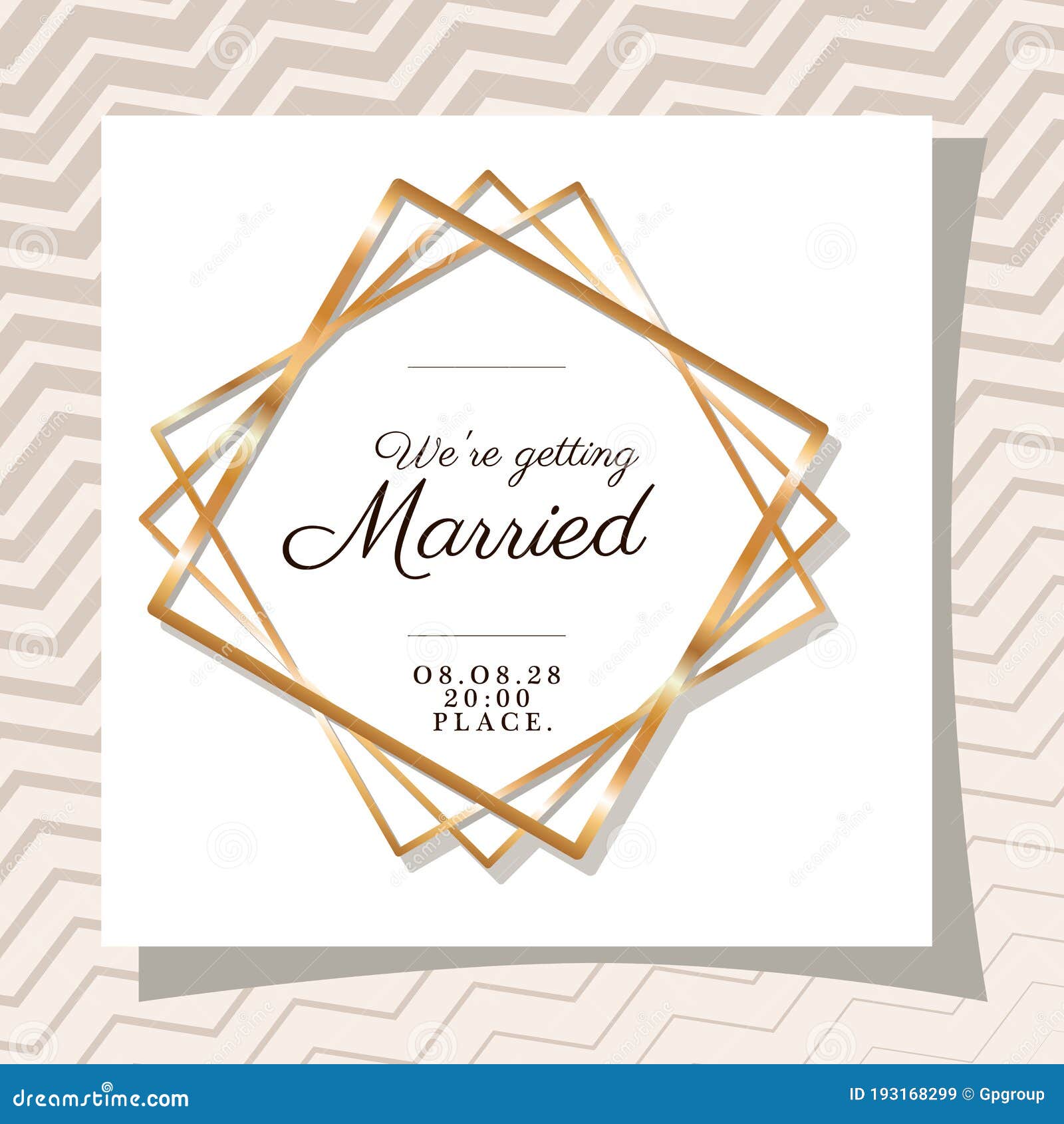We are Getting Married Text in Gold Frame of Wedding Invitation Vector ...