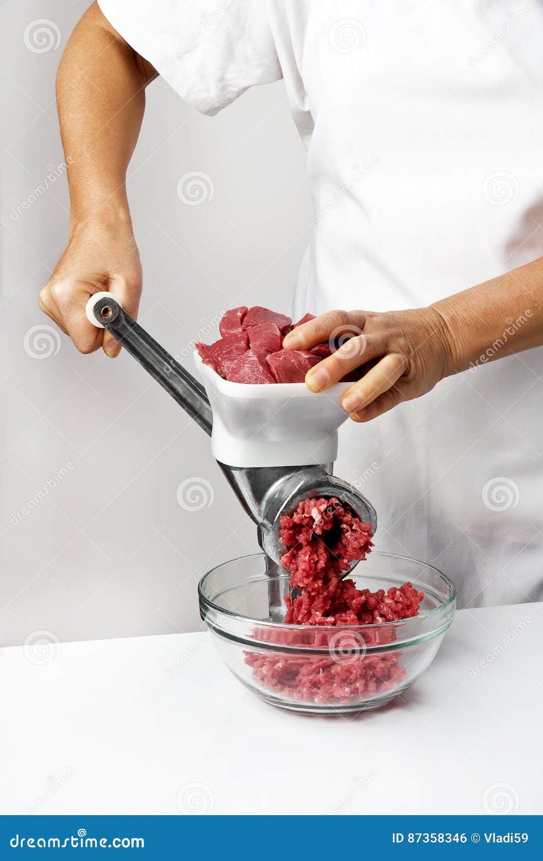 Getting Minced Using a Meat Grinder Stock Photo - Image of herbs, meal ...
