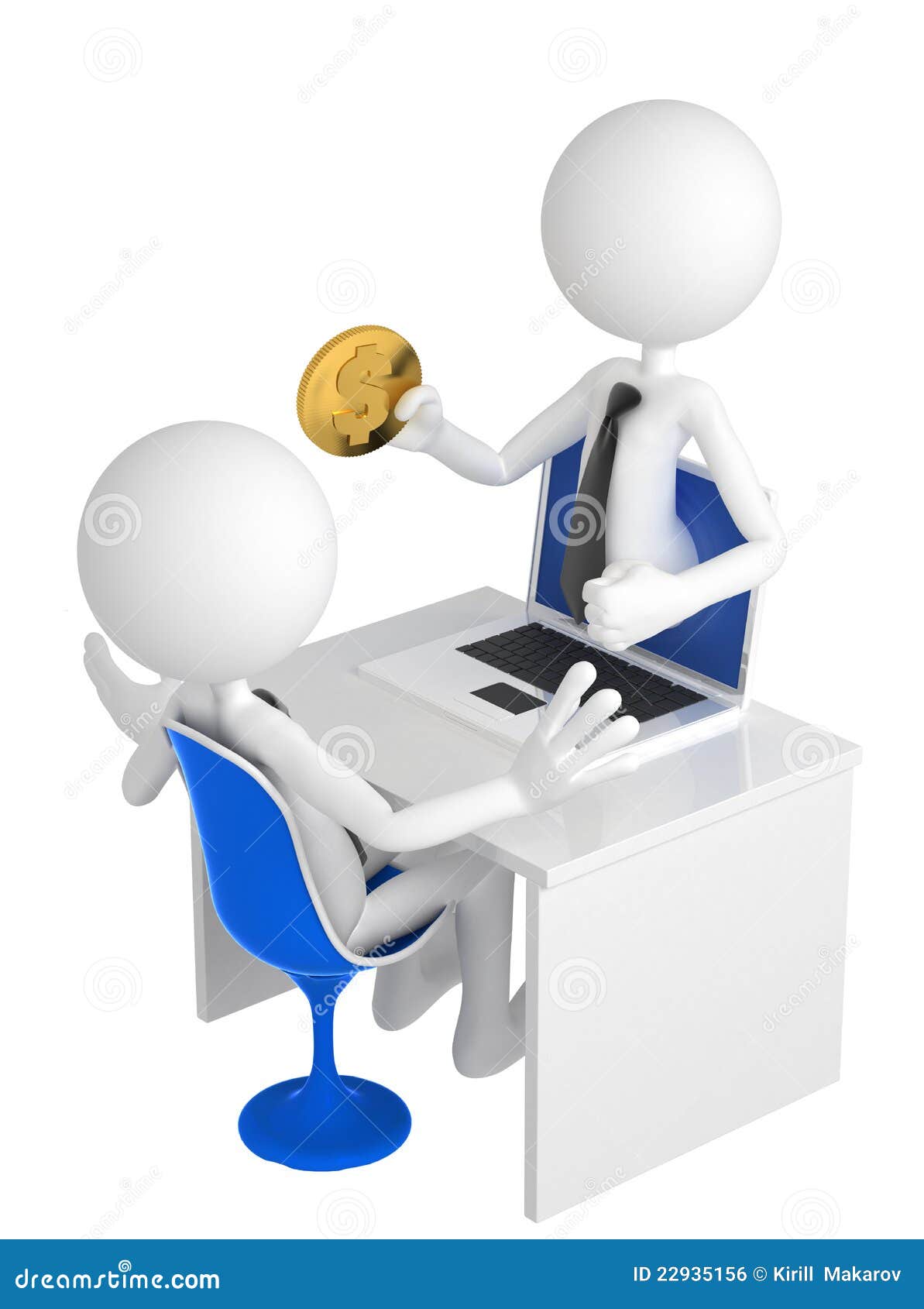 Getting Money through Laptop Screen Stock Illustration - Illustration ...