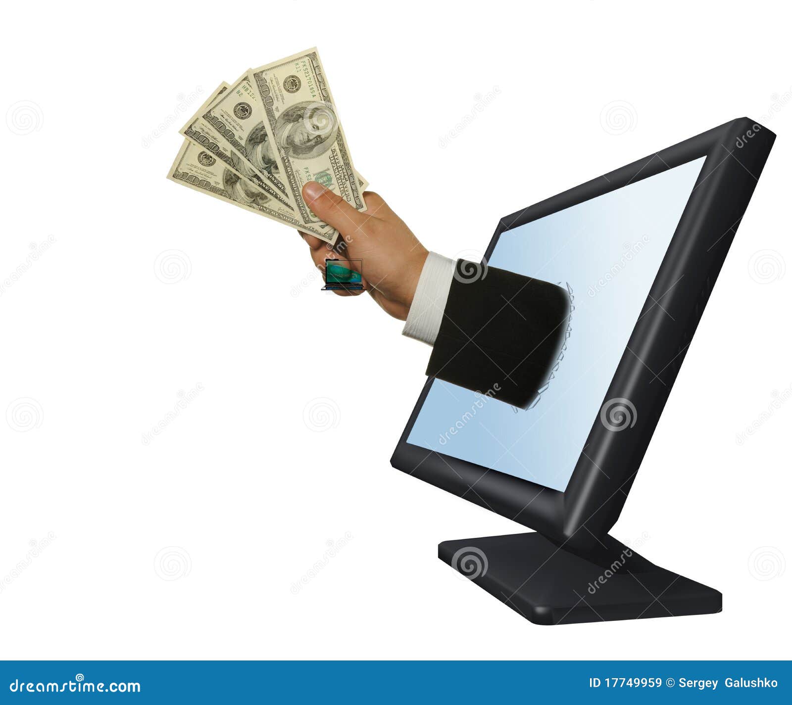 Getting money from monitor stock image. Image of activity - 17749959