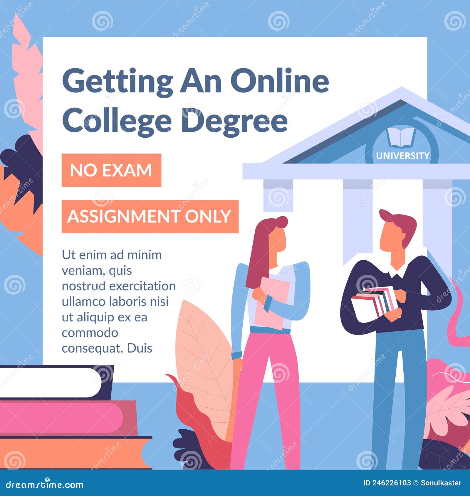 Getting Online College Degree, Education Studies Stock Vector ...