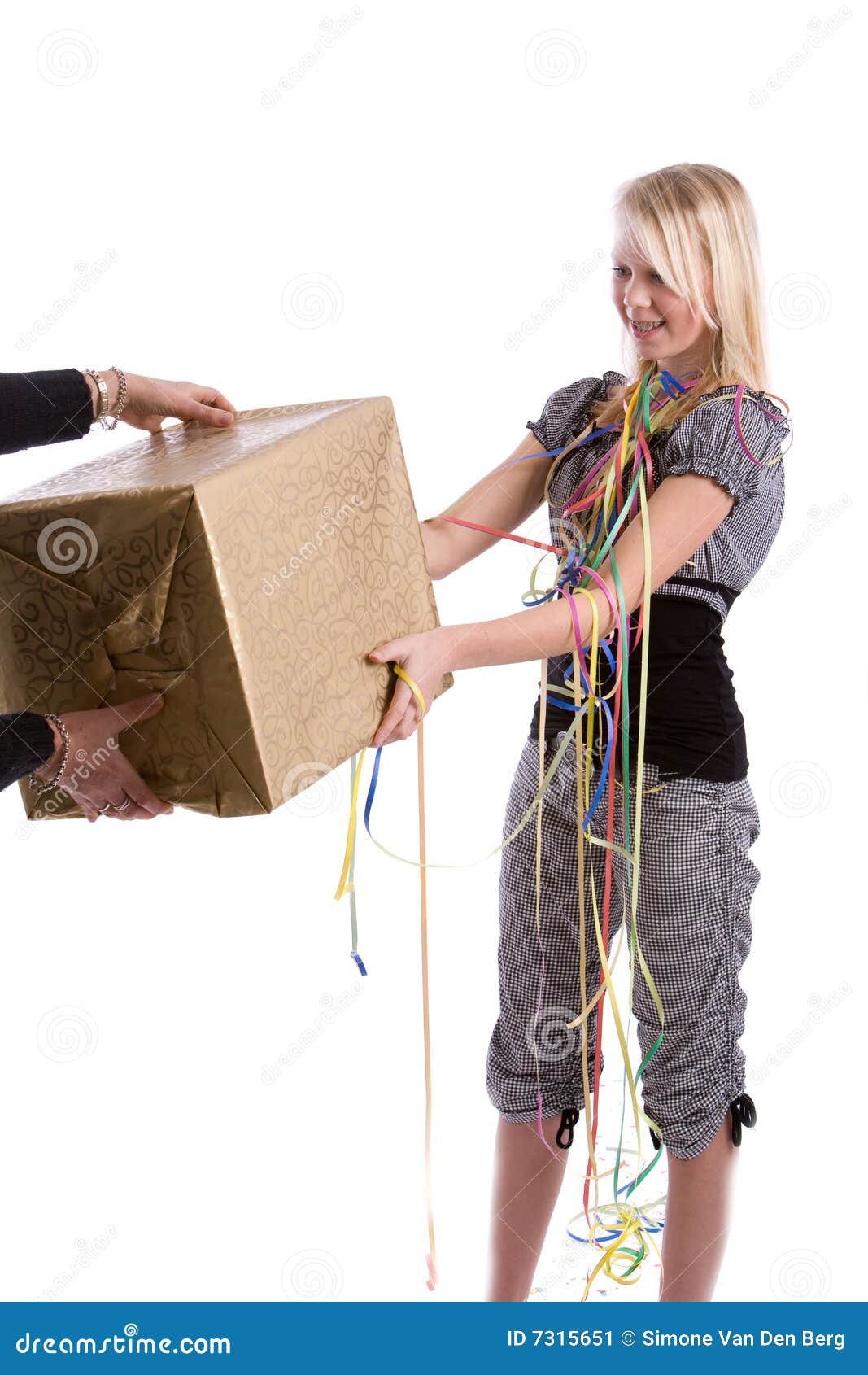 Getting a present stock image. Image of happiness, laughing - 7315651